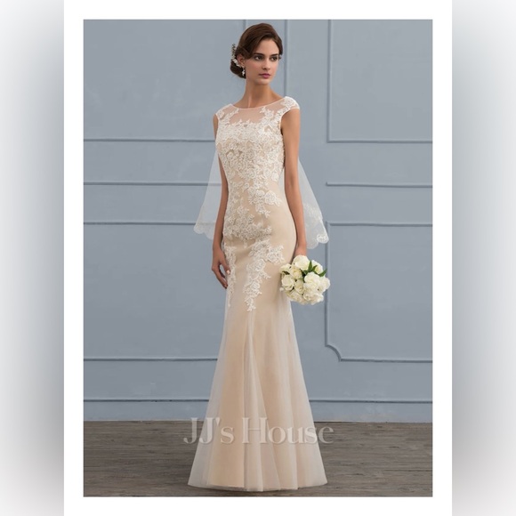 JJs House | Dresses | Jjs House Elegant Cream With White Lace Wedding ...